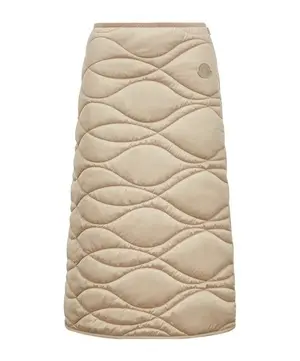Moncler Quilted Logo Patch Long Padded Skirt