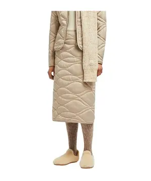 Moncler Quilted Logo Patch Long Padded Skirt