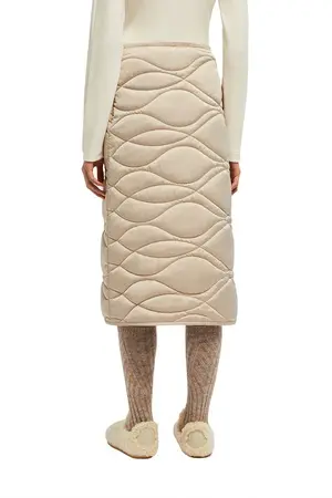 Moncler Quilted Logo Patch Long Padded Skirt