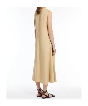 Max Mara Sleeveless V-neck Midi Dress - Sand-colored
