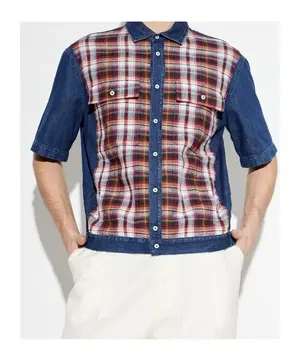 Dsquared2 Plaid Patterned Buttoned Denim Shirt - Multicolor