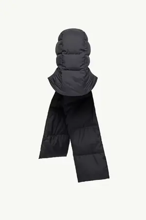 Moncler Hooded Down Scarf With Logo Patch