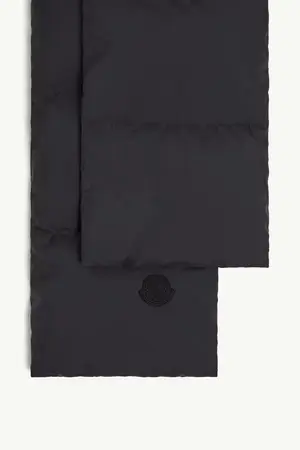 Moncler Hooded Down Scarf With Logo Patch