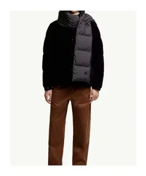Moncler Hooded Down Scarf With Logo Patch