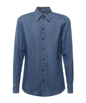 Dolce & Gabbana Dolce Gabbana Logo Plaque Denim Shirt
