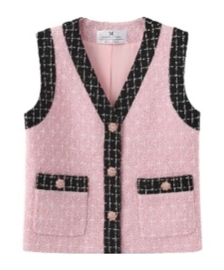 Marissa Chiara V-neck Vest With Front Button Closure - Pink
