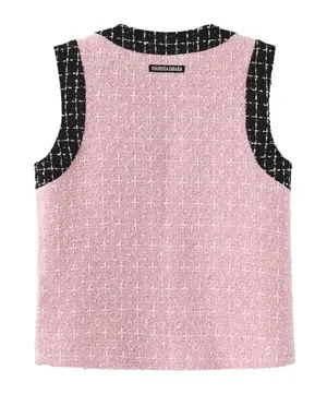 Marissa Chiara V-neck Vest With Front Button Closure - Pink