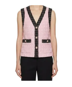 Marissa Chiara V-neck Vest With Front Button Closure - Pink