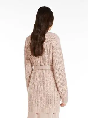 Max Mara Balzac Belted Long-sleeved Cardigan - Pink