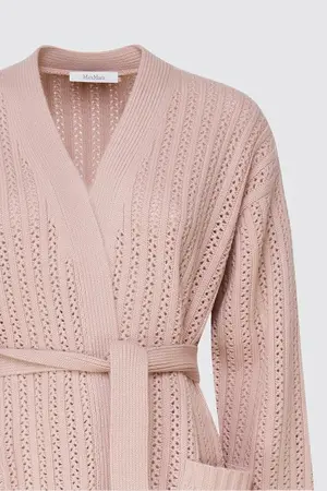 Max Mara Balzac Belted Long-sleeved Cardigan - Pink