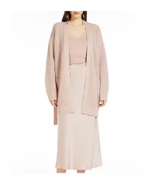 Max Mara Balzac Belted Long-sleeved Cardigan - Pink