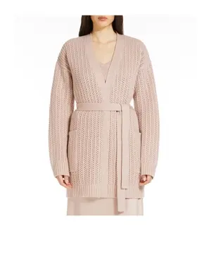 Max Mara Balzac Belted Long-sleeved Cardigan - Pink
