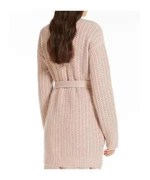 Max Mara Balzac Belted Long-sleeved Cardigan - Pink
