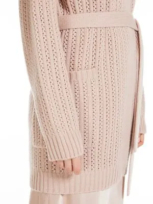 Max Mara Balzac Belted Long-sleeved Cardigan - Pink