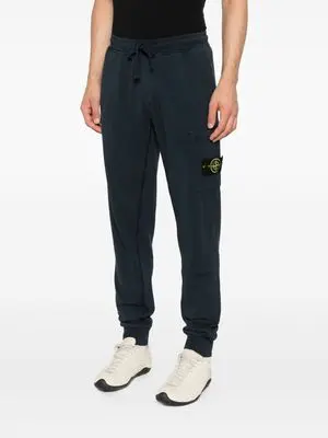Stone Island Logo Patch Drawstring Trousers - Blue
