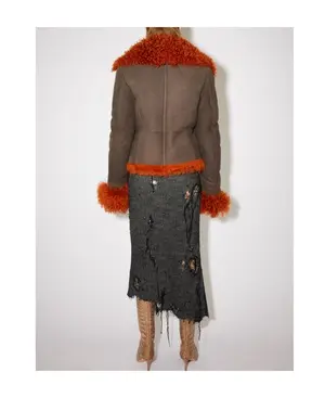 Acne Studios Logo Sheepskin Trimmed Leather Jacket