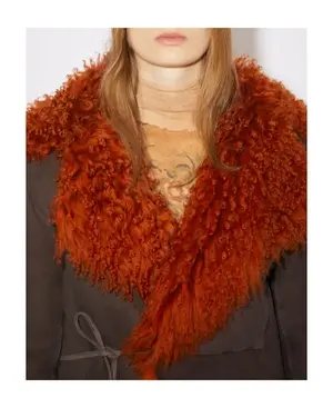 Acne Studios Logo Sheepskin Trimmed Leather Jacket