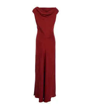 Antonelli Firenze Draped Neckline Sleeveless Maxi Dress - Red