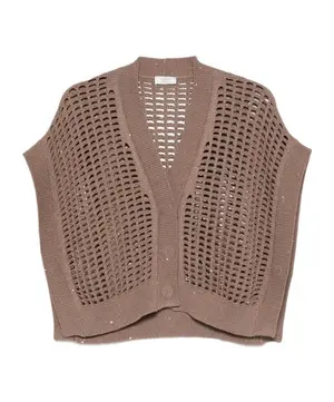 Peserico Cropped Knitted Top With V-neck And Cutout Details