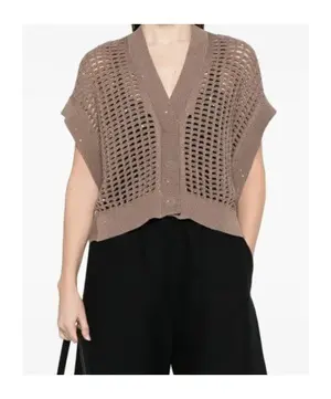 Peserico Cropped Knitted Top With V-neck And Cutout Details