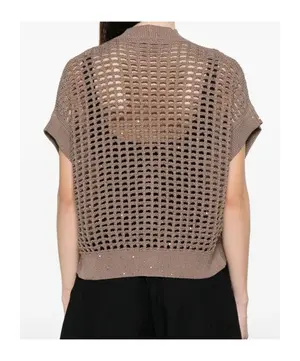 Peserico Cropped Knitted Top With V-neck And Cutout Details