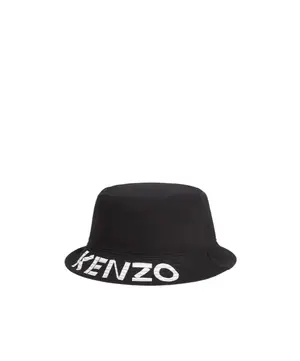 Kenzo Reversible Cotton Bucket Hat With Logo - Black