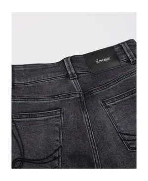 LIUREGALI Slim Fit Riding Denim Shorts With Raw Edge Hem