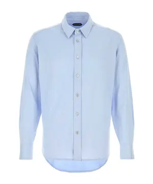 TOM FORD Buttoned Bow Pleat Shirt - Blue