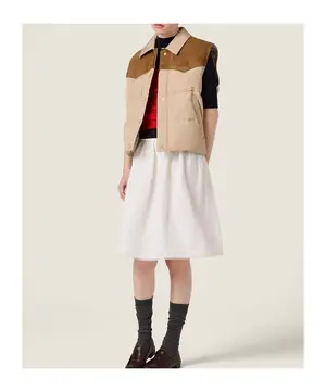 Miu Miu Technical Pongé And Leather Down Vest - No