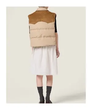Miu Miu Technical Pongé And Leather Down Vest - No