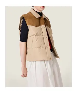 Miu Miu Technical Pongé And Leather Down Vest - No