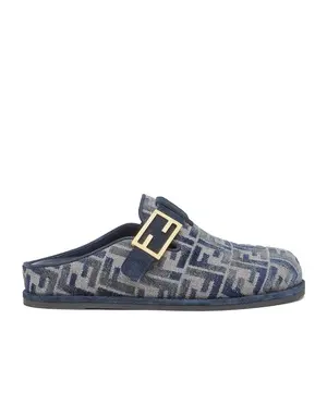 Fendi Ff Jacquard Mules - Blue