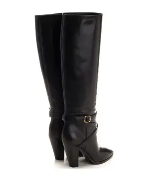 Celine High Slouchy Buckle Boots In Calfskin