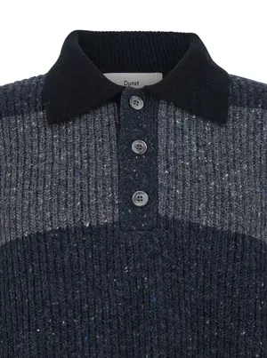 DUNST Ribbed Striped Polo Knitwear