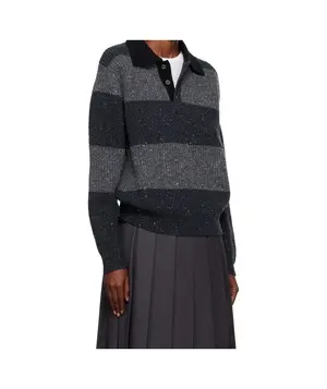 DUNST Ribbed Striped Polo Knitwear