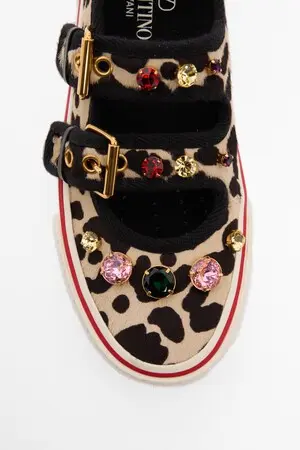 Valentino Garavani Embellished Leopard Printed Sneakers