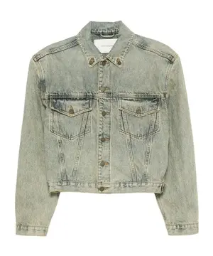 ENTIRE STUDIOS Distressed Denim Trucker Jacket - Gray