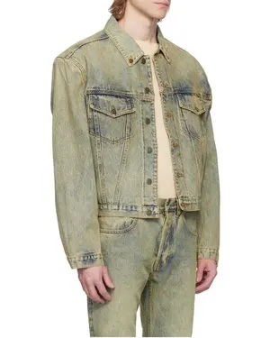 ENTIRE STUDIOS Distressed Denim Trucker Jacket - Gray