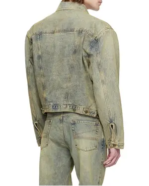 ENTIRE STUDIOS Distressed Denim Trucker Jacket - Gray