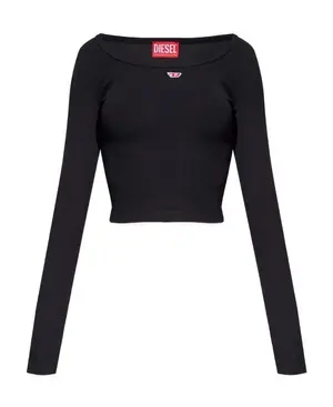 DIESEL® Ribbed Long Sleeve Top With Round Neck