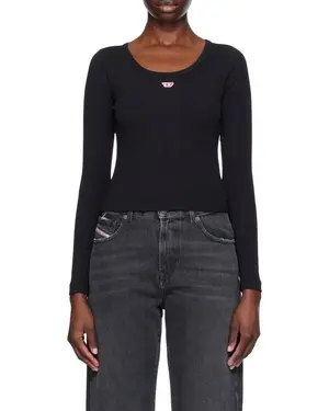 DIESEL® Ribbed Long Sleeve Top With Round Neck