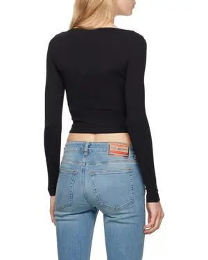 DIESEL® Ribbed Long Sleeve Top With Round Neck
