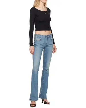 DIESEL® Ribbed Long Sleeve Top With Round Neck