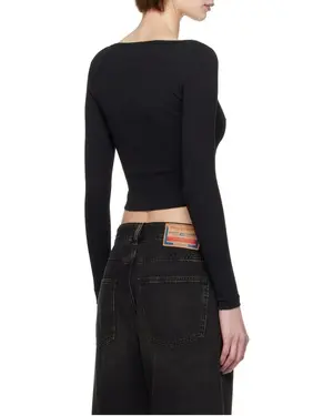 DIESEL® Ribbed Long Sleeve Top With Round Neck