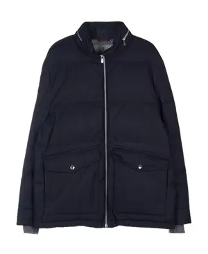 Brunello Cucinelli Stand Collar Zip-up Cotton Jacket With Logo Detail