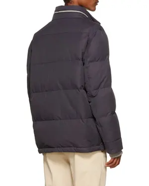Brunello Cucinelli Stand Collar Zip-up Cotton Jacket With Logo Detail