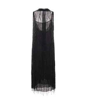 Blumarine Beaded Tasseled High-neck Dress