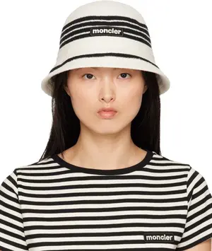Moncler Striped Logo Patch Bucket Hat - Multicolor