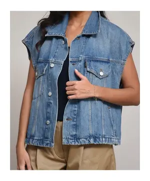 HAIKURE Classic Button-down Denim Vest - Blue