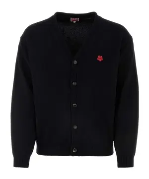 Kenzo Boke Flower Embroidered Cardigan - Black